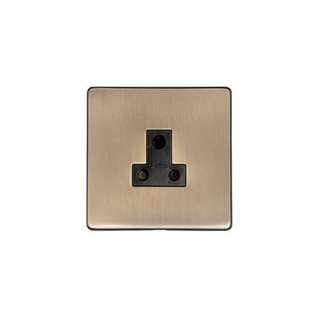 Vintage Range 5 Amp 3 Round Pin Socket in Antique Brass - Black Trim ...