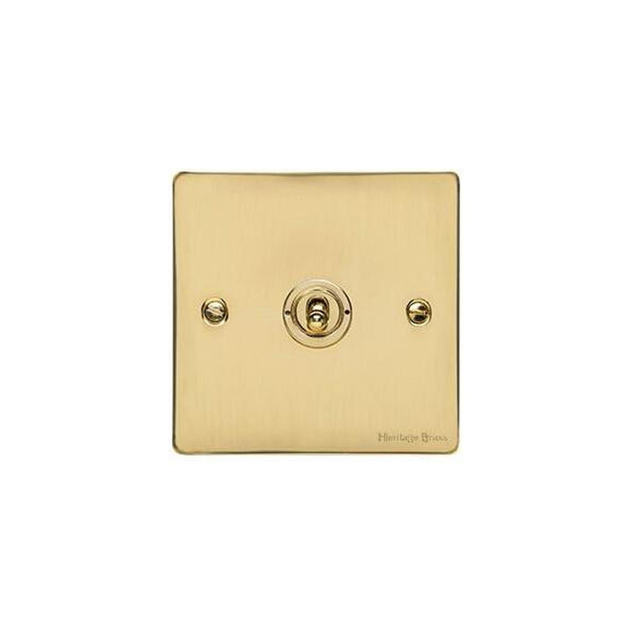 Elite Flat Plate 1G Toggle Switch in Polished Brass, Trimless