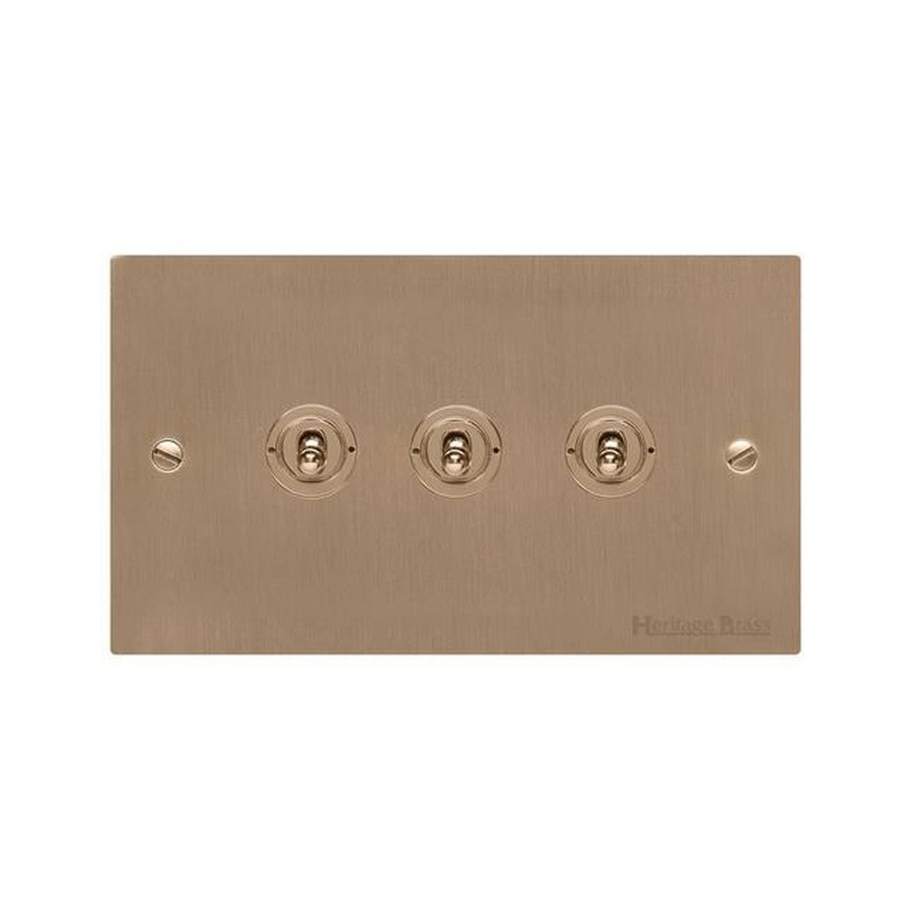 Elite Flat Plate Range 3 Gang Toggle Switch in Antique Brass - Trimless ...