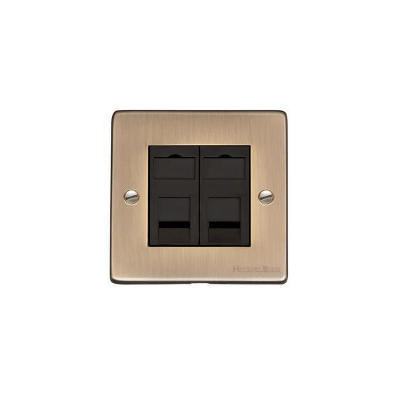 Elite Flat Plate Range 2 Gang Secondary Line Socket in Antique Brass ...