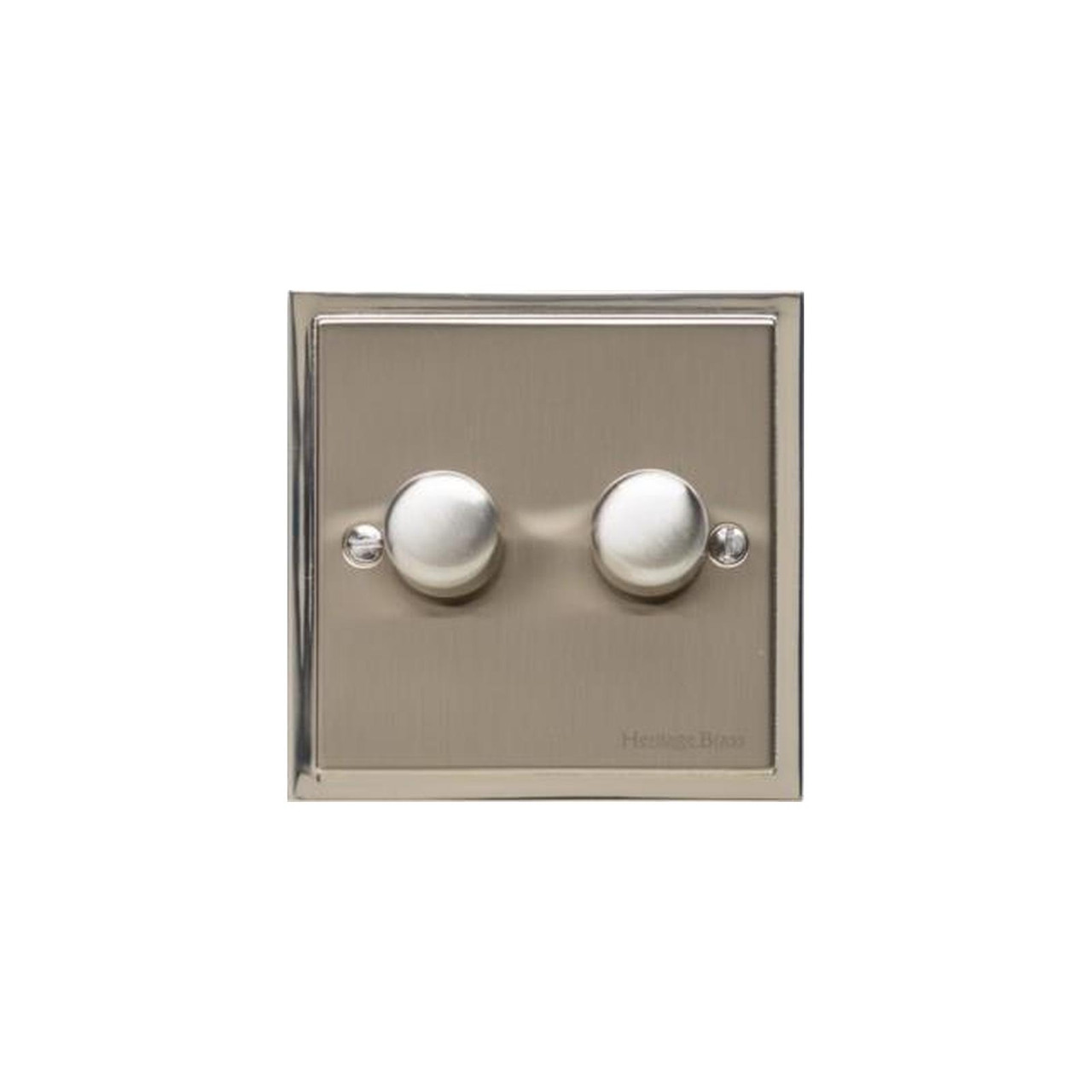 Elite Stepped Plate Range 2 Gang LED Dimmer in Satin Nickel - Trimless ...