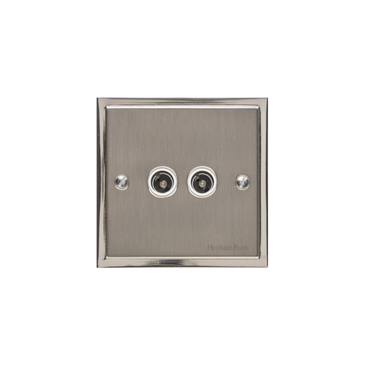 Elite Stepped Plate Range 2 Gang TV Coaxial Socket in Satin Nickel ...