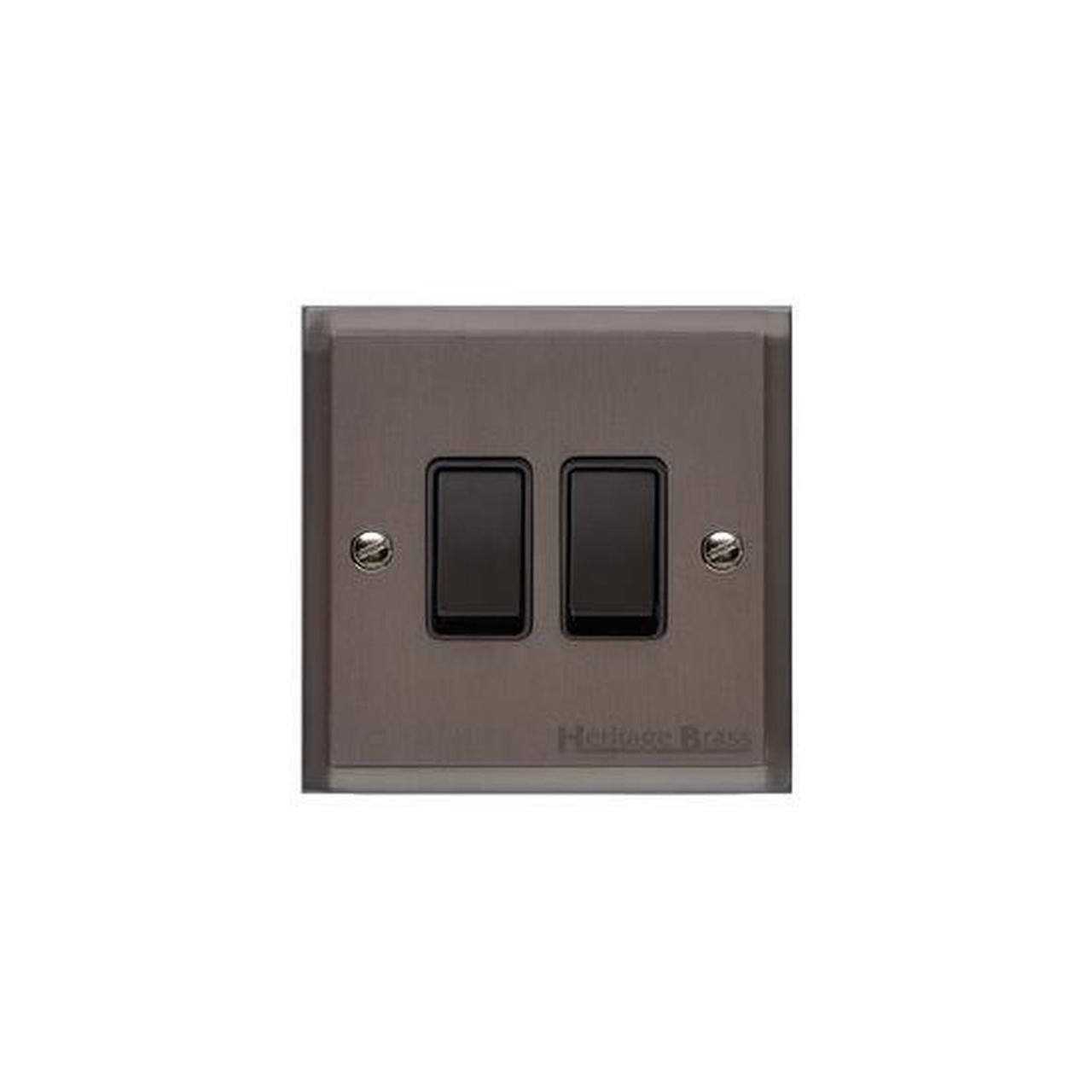 Elite Stepped Plate Range 2 Gang Rocker Switch (10 Amp) in Matt Bronze ...