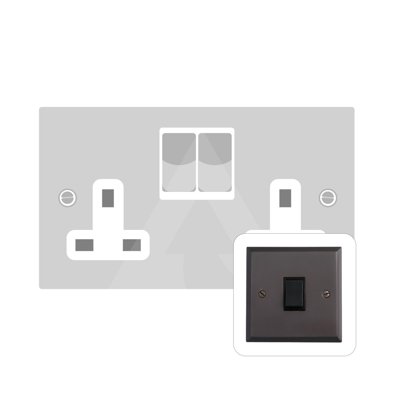 Contractor Range Double Socket (13 Amp) in Matt Bronze - Black Trim ...