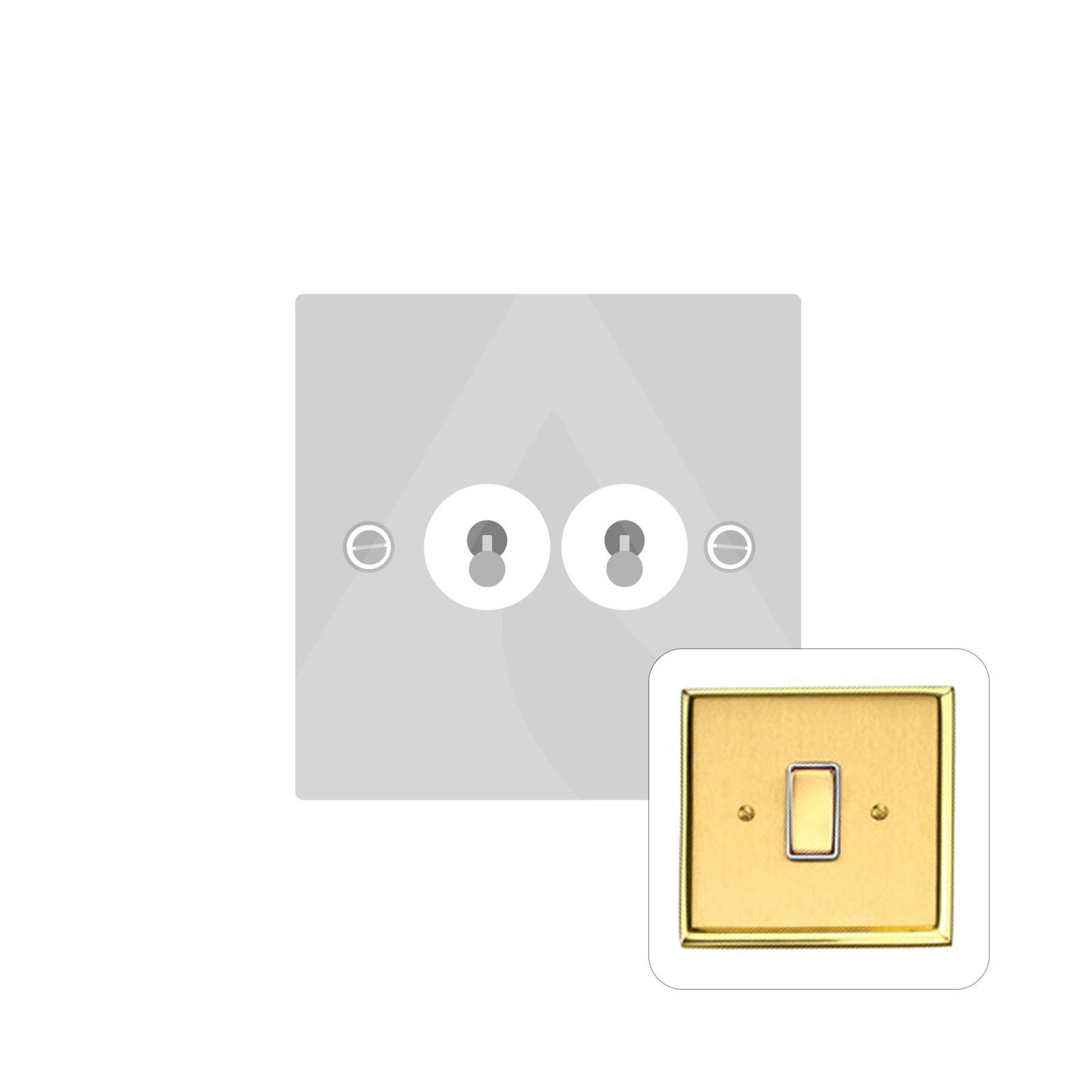 2 Gang Contractor Toggle Switch - Mayfair Satin Brass, Trimless