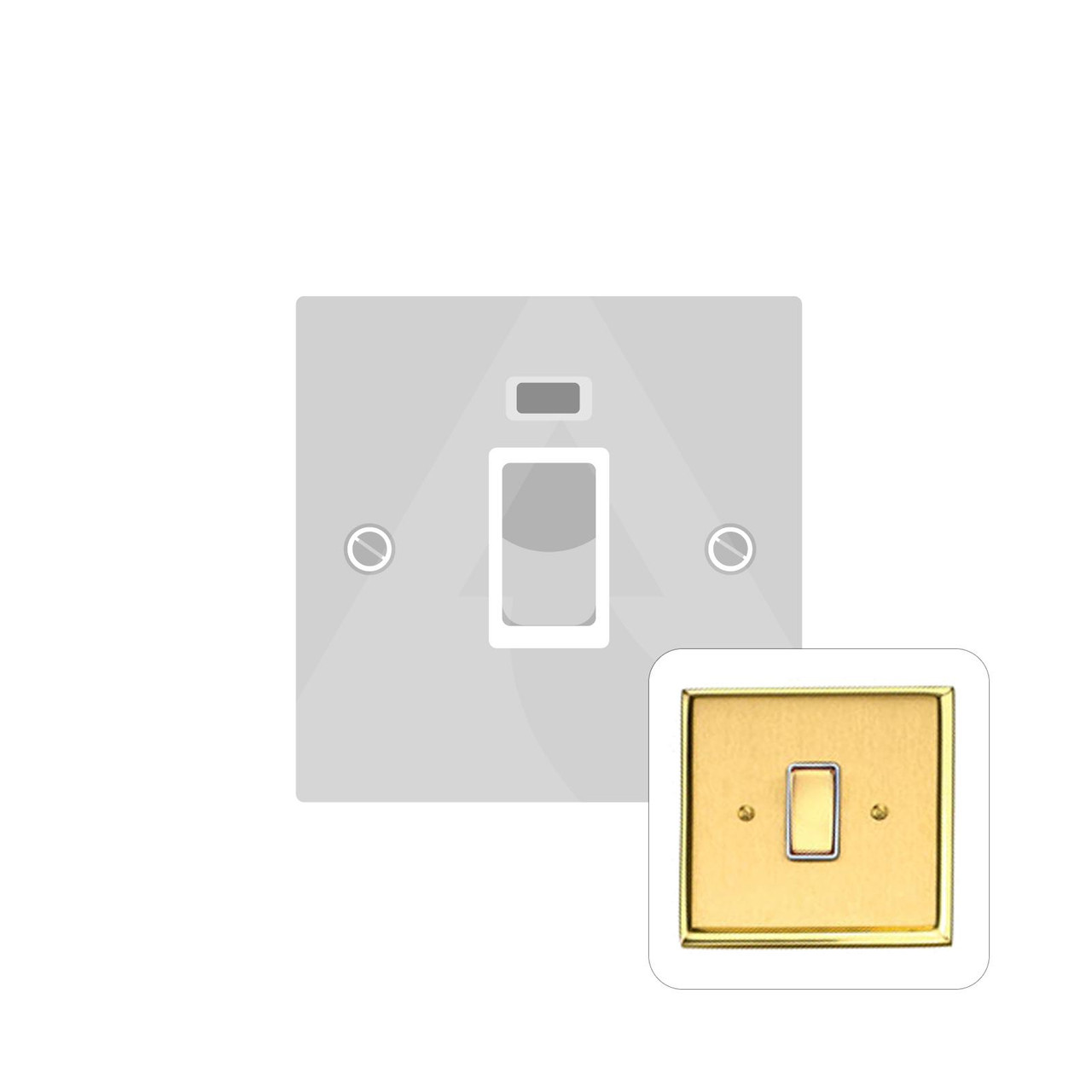45A DP Cooker Switch M1963W Satin Brass White Trim