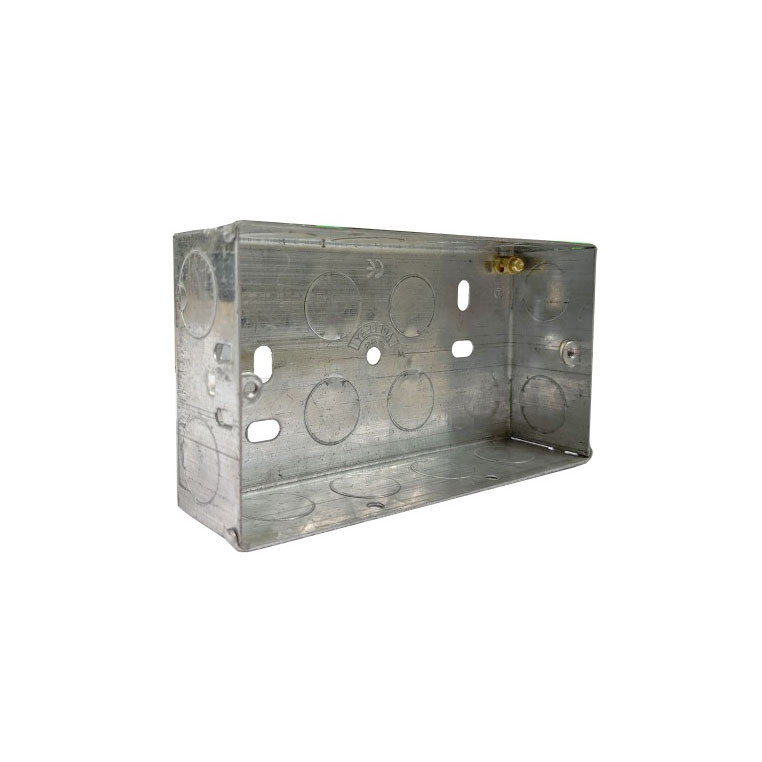 2 Gang 35mm Galvanised Stainless Steel Flush Back Box Twin