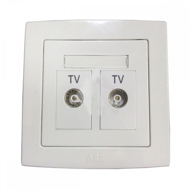 ABB Concept BS 2 Gang TV Outlet Twin Isolated Socket in White Finish