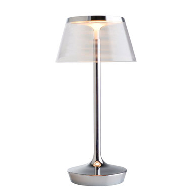 Modern 7W LED Table Lamp in Silver & Transparent Shade