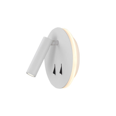 Round Switched LED Wall/Reading Light in Matt White | Arrow