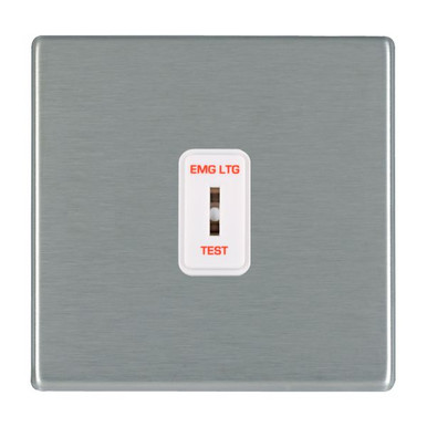 White 1G 20AX EMG LTG TEST Key Switch Satin Steel – 74CKELW