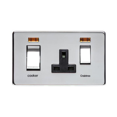 45A Cooker + 13A Socket Chrome Black Trim | Y02.262.PCBK