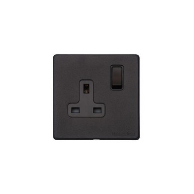 Single Socket (13 Amp) in Matt Black - Black Vintage Range