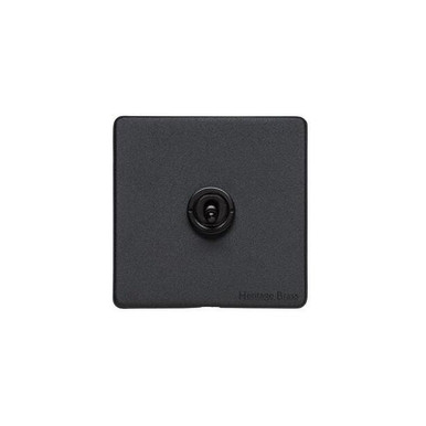 Vintage Range 1 Gang Toggle Switch in Matt Black - Arrow Electrical