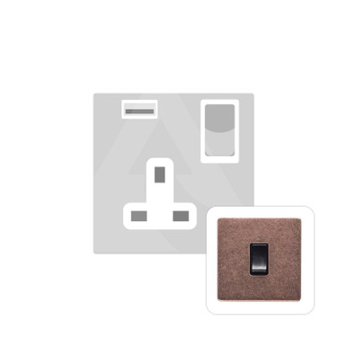 Single USB Socket (13 Amp) in Rustic Copper Vintage Range