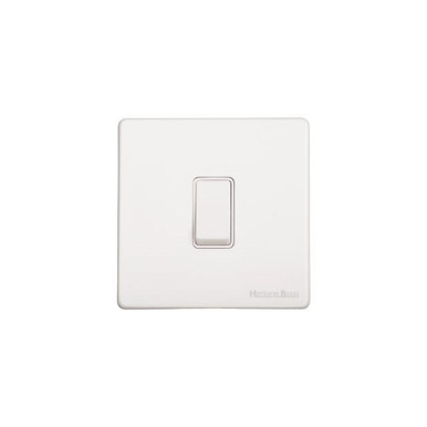 Vintage Range 1 Gang Rocker Switch (10 Amp) in Gloss White - White Trim ...