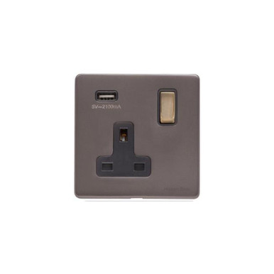 Single USB Socket (13 Amp) in Matt Bronze Verona Range