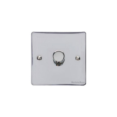 1 Gang LED Dimmer in Polished Chrome Elite Flat Plate Range