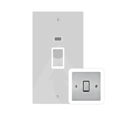 Elite Flat 45A Cooker Switch with Neon - Satin Chrome/White