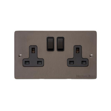 Double Socket in Matt Bronze I Elite Flat Plate Range