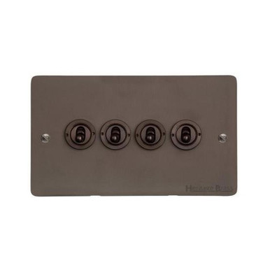 4 Gang Toggle Switch in Matt Bronze Elite Flat Plate Range