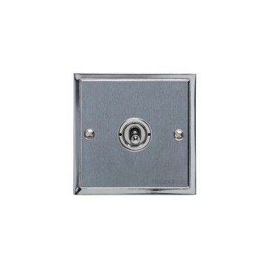 Elite Stepped 1 Gang Toggle Switch - Satin Chrome, Trimless