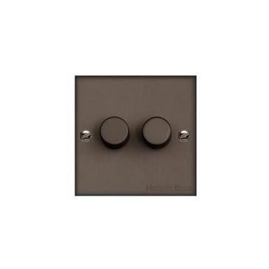 2 Gang LED Dimmer in Matt Bronze - Trimless Bauhaus Range