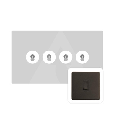 4 Gang Toggle Switch in Matt Black - Black Trim Mode Range