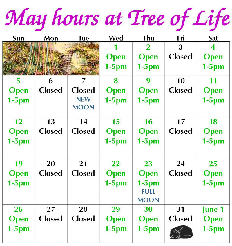 Calendar at Tree of Life Metaphysical Books and Gifts