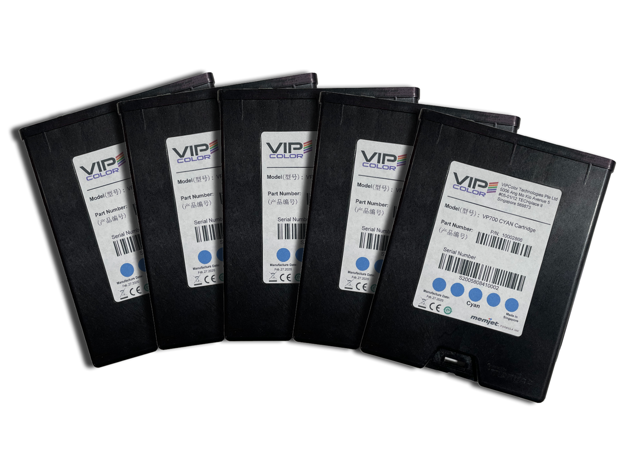 VIPColor VP610/VP700 Cyan Memjet Ink Cartridge - 5 Pack / 250 ml