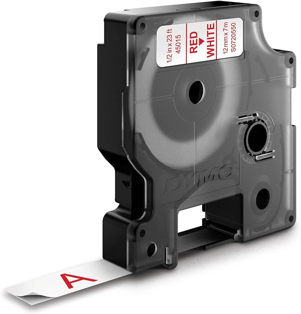 Dymo 45012 | D1 1/2 x 23Ft CLEAR ON RED LABEL TAPE - Single Cartridge