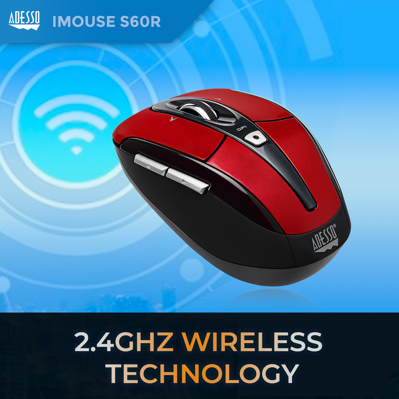 Adesso IMOUSES60R | Red Wireless Programmable Mini Mouse