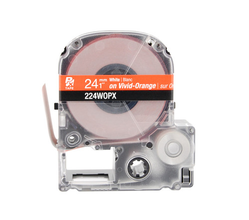 Epson 224WOPX 1" Orange Glossy Polyester Label PX Tape