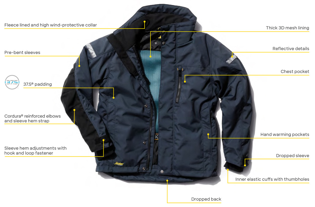 Snickers 1100 AllroundWork Insulated Winter Coat - Herbert's Boots and ...