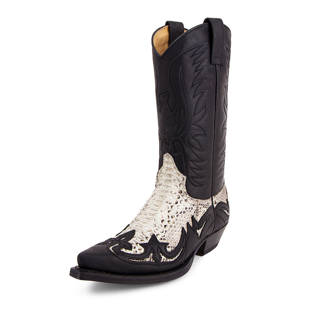 Sendra Raven Sprinter Black with Natural Python Western Boots - Herbert ...