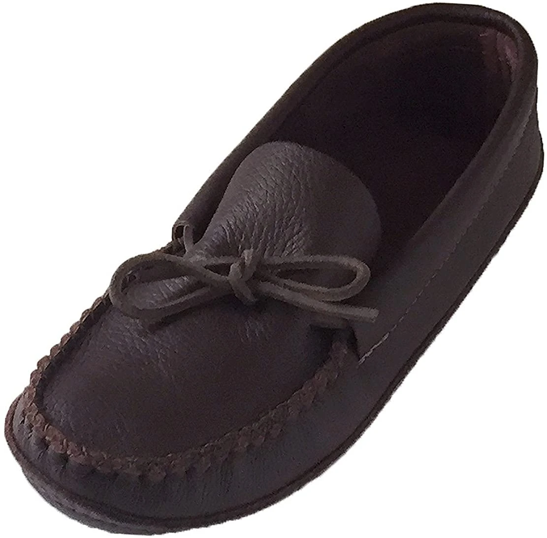 Men's Bastien Moccasins Dark Brown Leather Sole - Herbert's Boots and ...