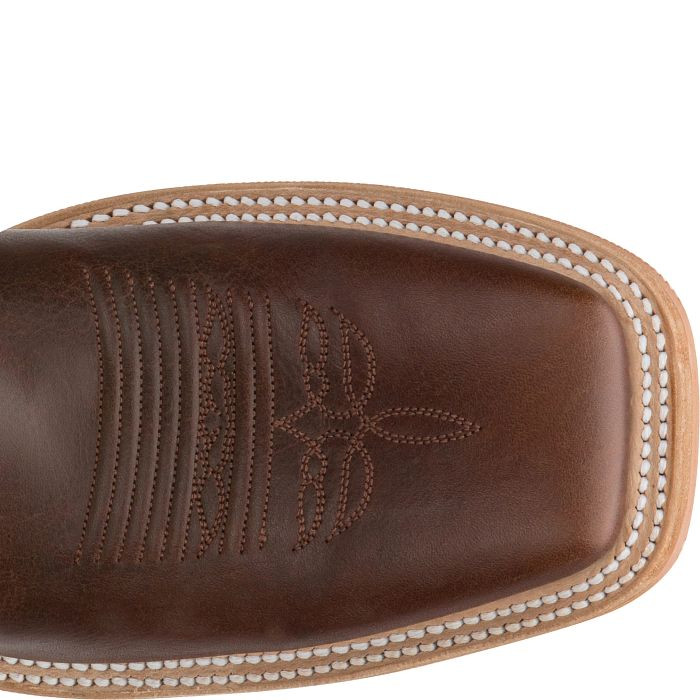 Men's Justin Dark Brown Square Toe Western Boot - Herbert's Boots and ...