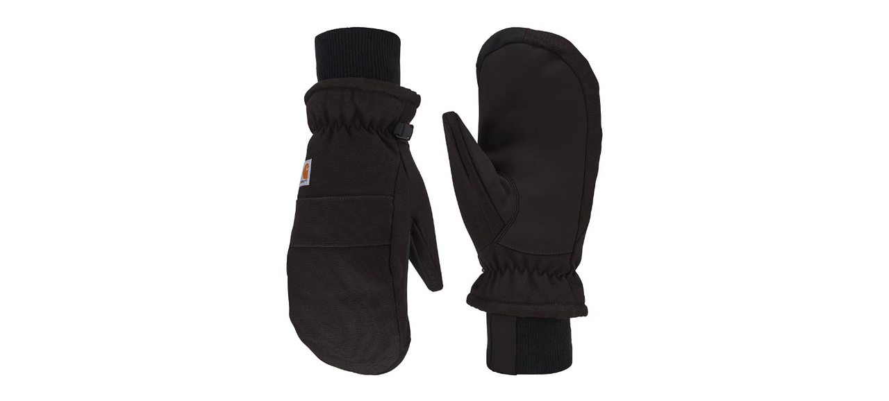 Carhartt Men's Insulated Duck Synthetic Leather Knit Cuff Mitt Black ...