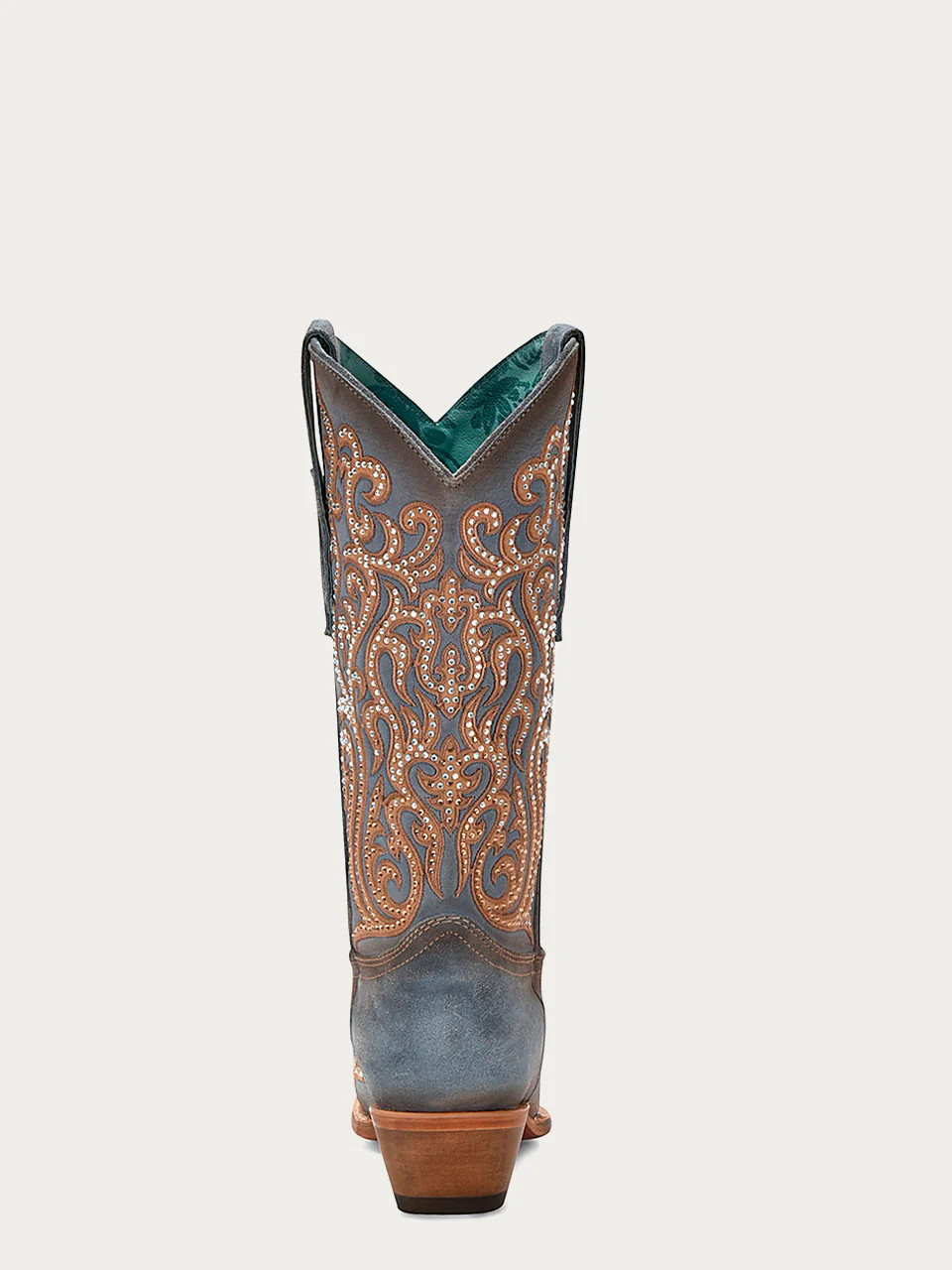 Women's Corral Honey Overlay with Crystals Blue Snip Toe Western Boot ...