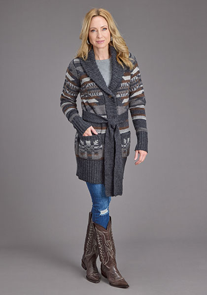 Women's Stetson Grey Indigo Aztec Sweater - Herbert's Boots and Western ...