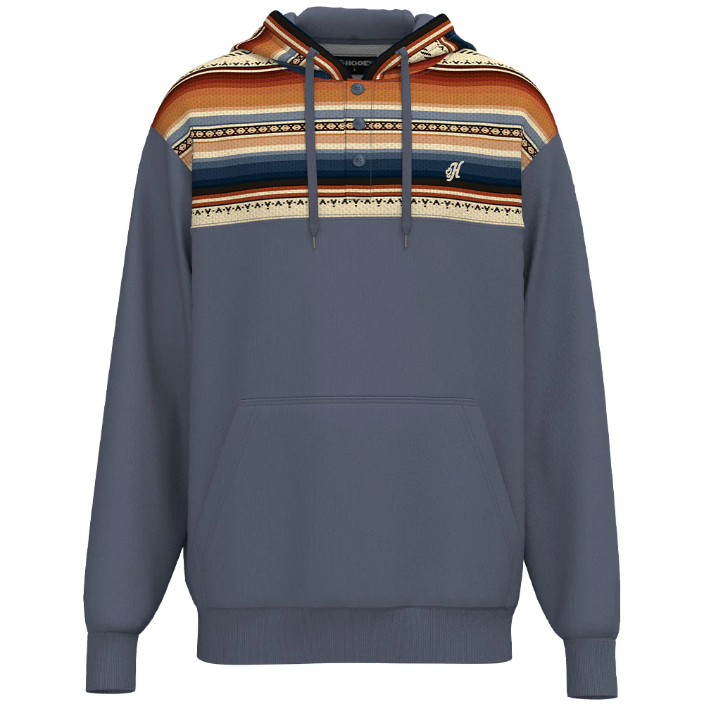 Hooey Men's "Jimmy" Folkstone Grey Hoodie with Juan Serape Pattern ...