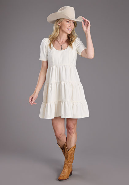 Women's Stetson Cream Denim Tiered Dress - Herbert's Boots and Western Wear