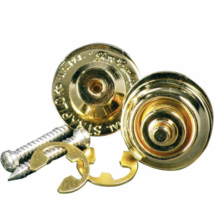 Dunlop Dual Design Straplok System Strap Locks and Buttons - Gold