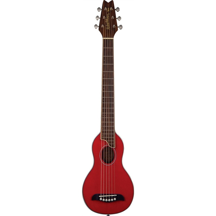 Washburn Rover RO10STRK Travel Acoustic Guitar with Gig Bag, Trans Red