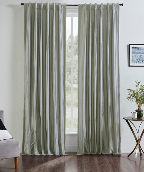 Valencia Faux Silk Taffeta Curtain in Silverlining by India's Heritage ...