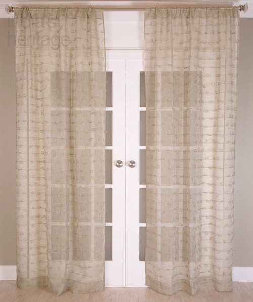 Sandy Knot Sheer with Jute Knots Curtain in Natural by India's Heritage ...