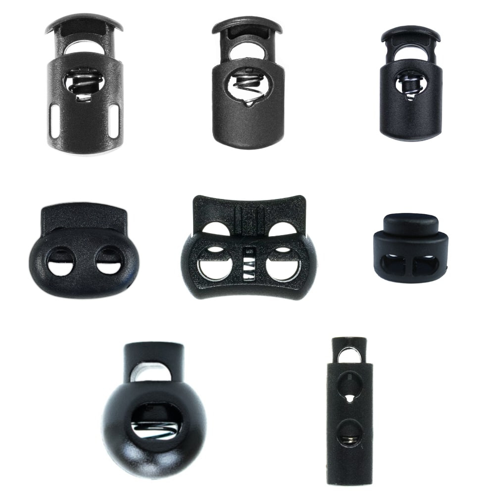 Black Cord Locks Different Sizes Kinds Rope Cord Black Cord Locks Different Sizes Kinds Rope Cord