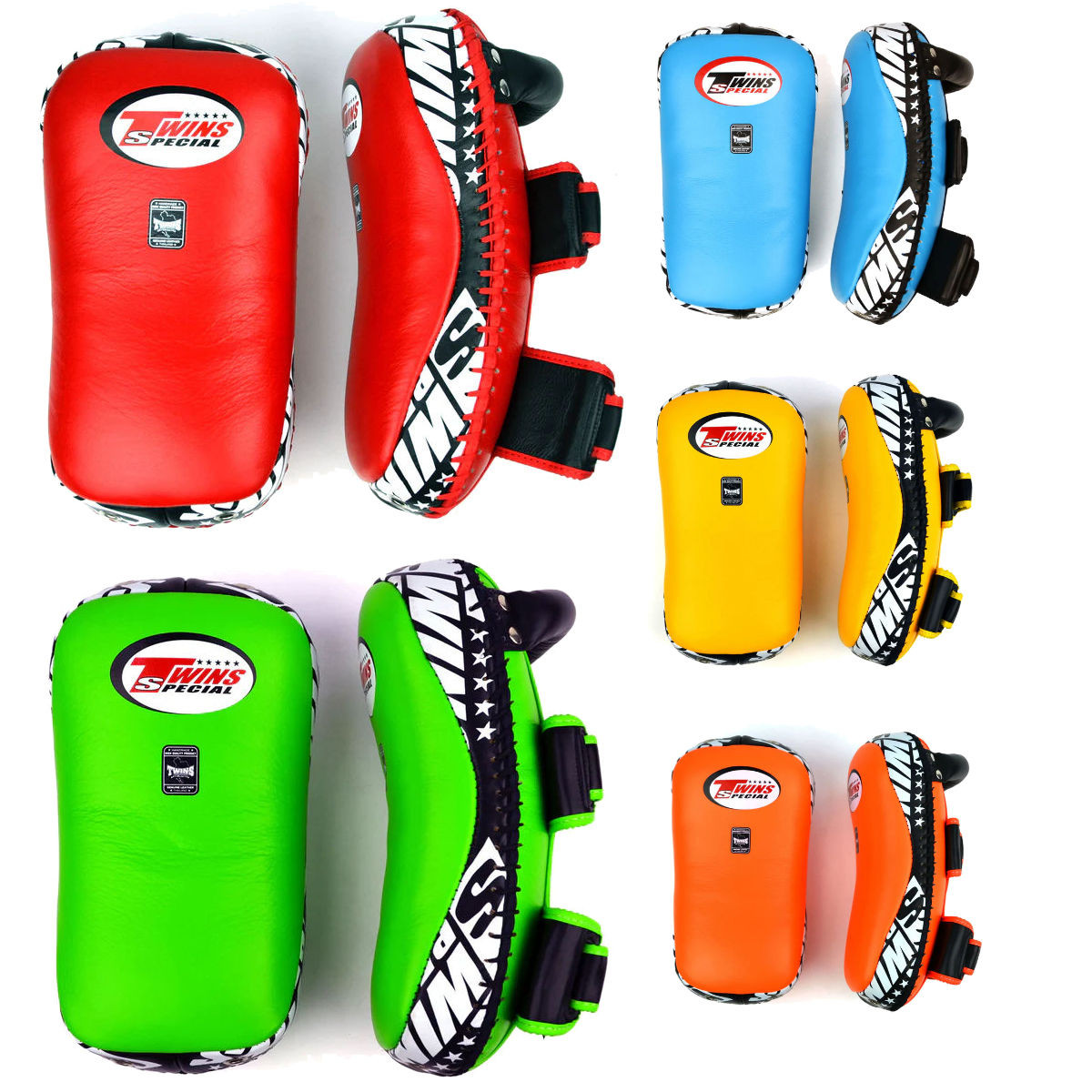 KPL10 Twins Curved Leather Thai Kick Pads - Martial Art Shop