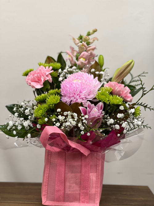 Hesian bag posie - FREE DELIVERY - GG's Flowers