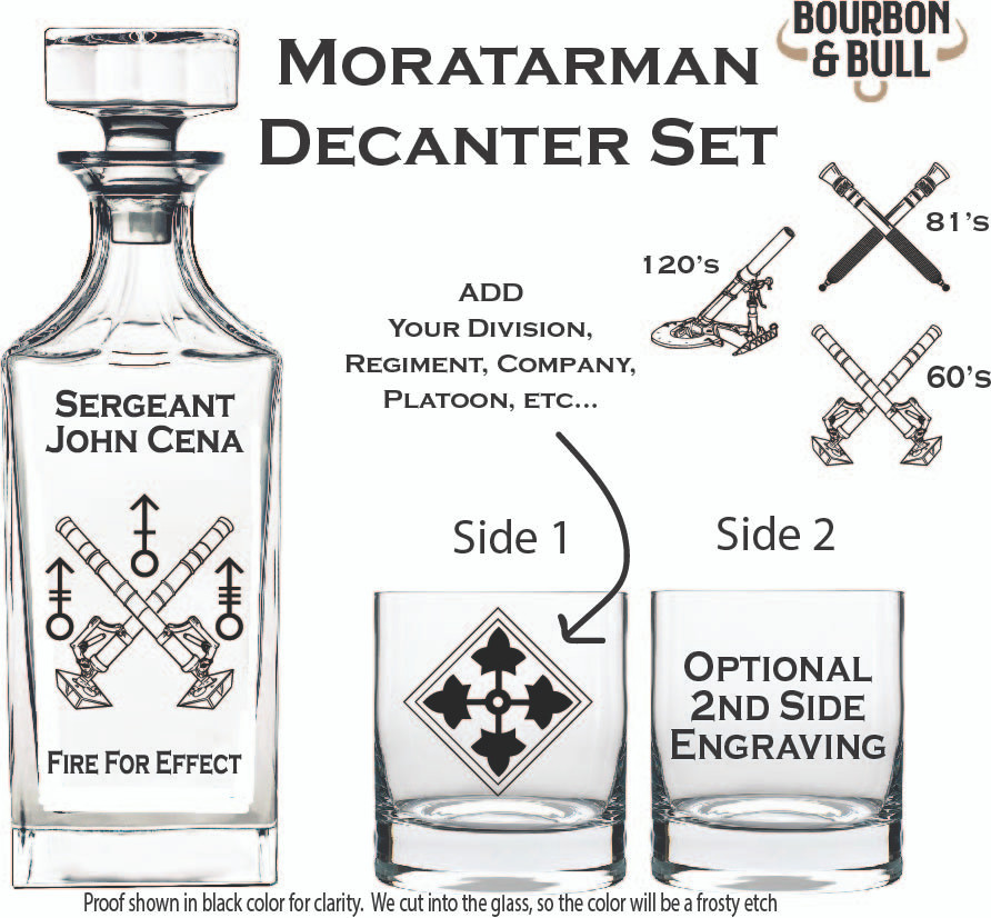 USMC 0341 Mortarman Custom Whiskey Decanter Set